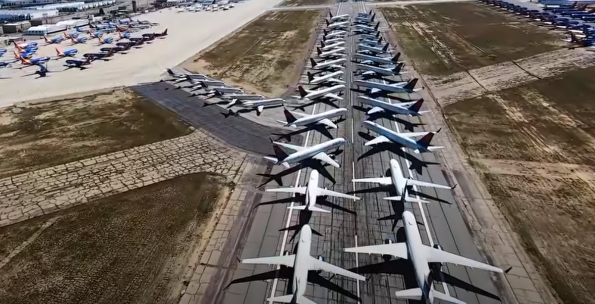 A Flyover of Parked Airline Jets During the Pandemic is Unbelievable
